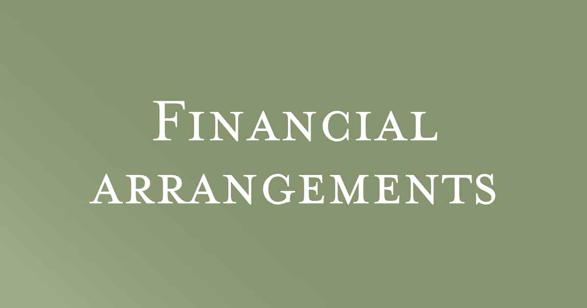 Financial arrangements - Wingate Living